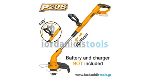 INGCO Θαμνοκοπτικό Μπαταρίας 20V Li-Ion SOLO CGTLI20018