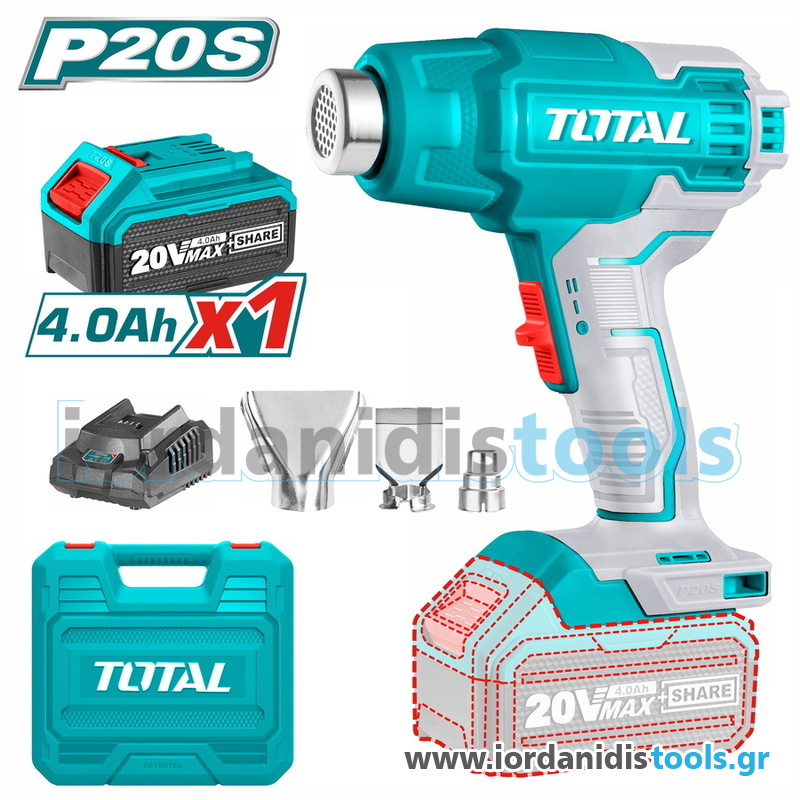 TOTAL ΕΠΑΓΓ. ΠΙΣΤΟΛΙ ΘΕΡΜΟΥ ΑΕΡΑ ΜΠΑΤ. Li-ion 20V / 4Ah / 1 ΜΠΑΤΑΡΙΑ ...