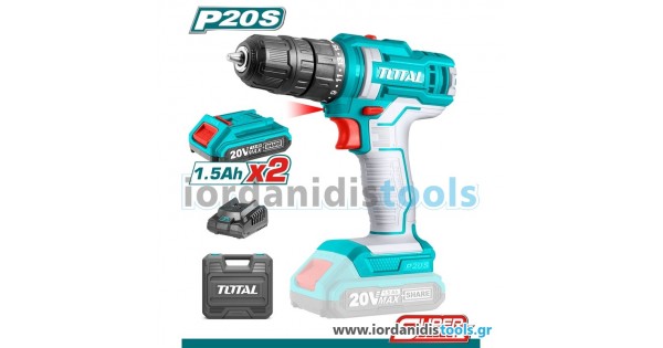 TOTAL ΔΡΑΠΑΝΟΚΑΤΣΑΒΙΔΟ ΜΠΑΤ. Li-ion 20V / 1.5Ah / 45Nm / 2 ΜΠΑΤ SUPER ...