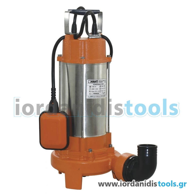 KRAFT - Υποβρύχια Αντλία Λυμάτων INOX με Κοπτήρα 1300W