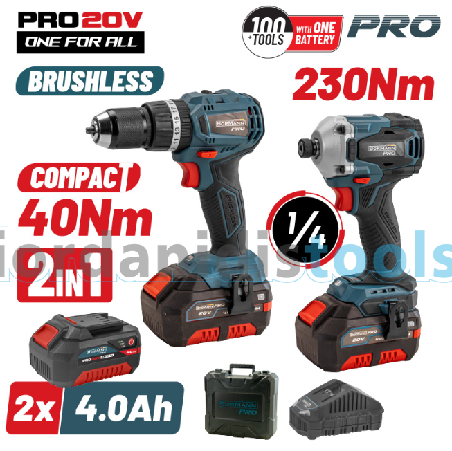 BORMANN Pro BBP5003 Σετ Δραπ/βιδο Κρουστικό Compact Brushless 20V ...